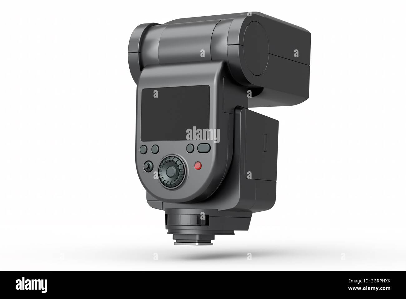 Camera external flash speedlight isolated on white background. 3D ...