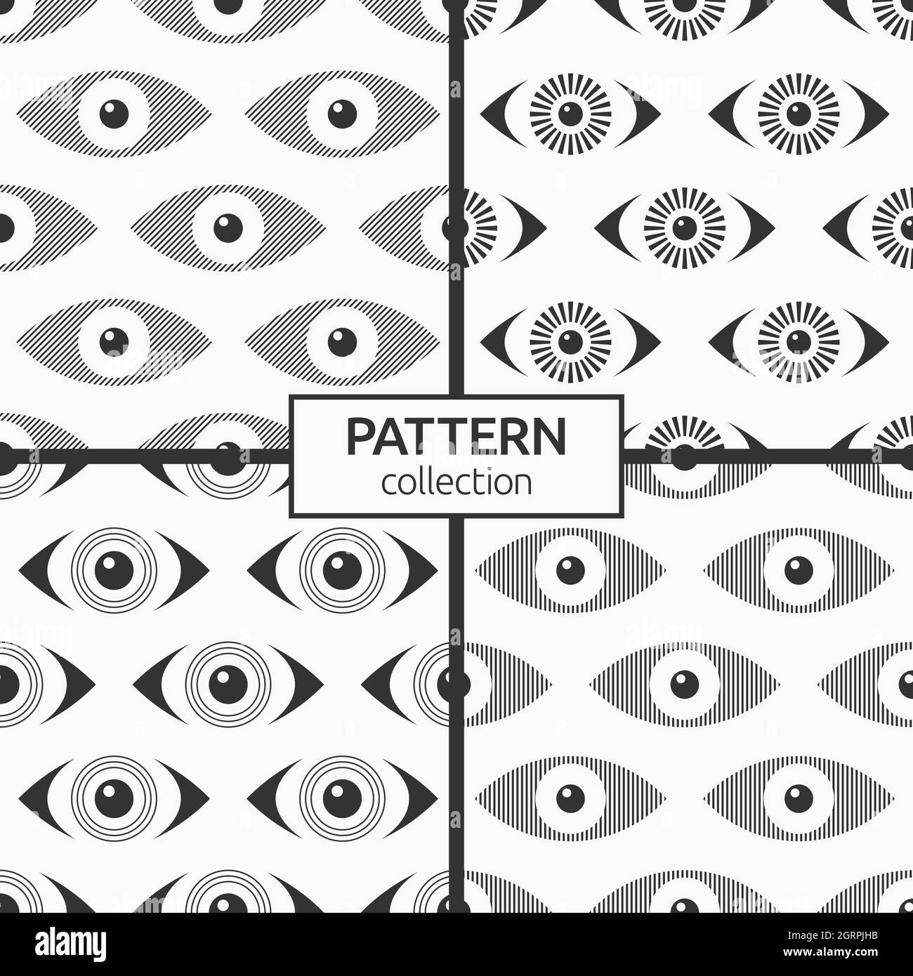 Set of four abstract seamless eyes patterns. Stylized eye shapes ...