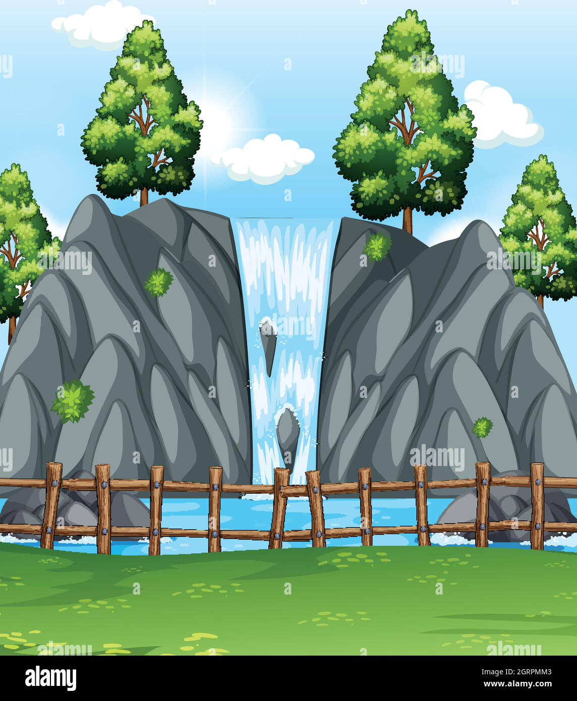 Rock waterfall garden Stock Vector Images - Alamy