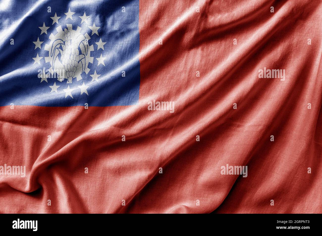 Waving detailed national country flag of Burma Stock Photo - Alamy