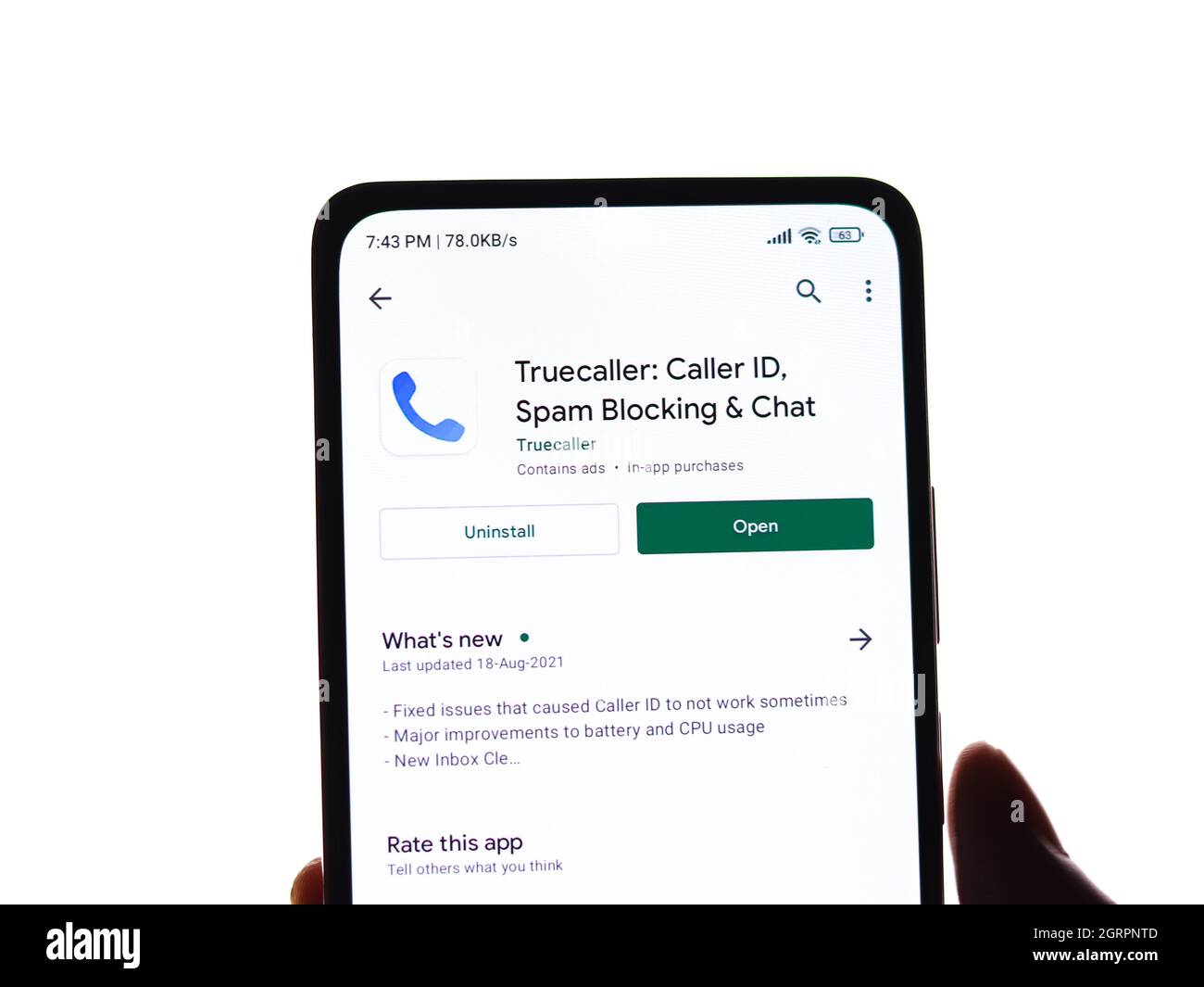 West Bangal, India - September 28, 2021 : Truecaller logo on phone ...