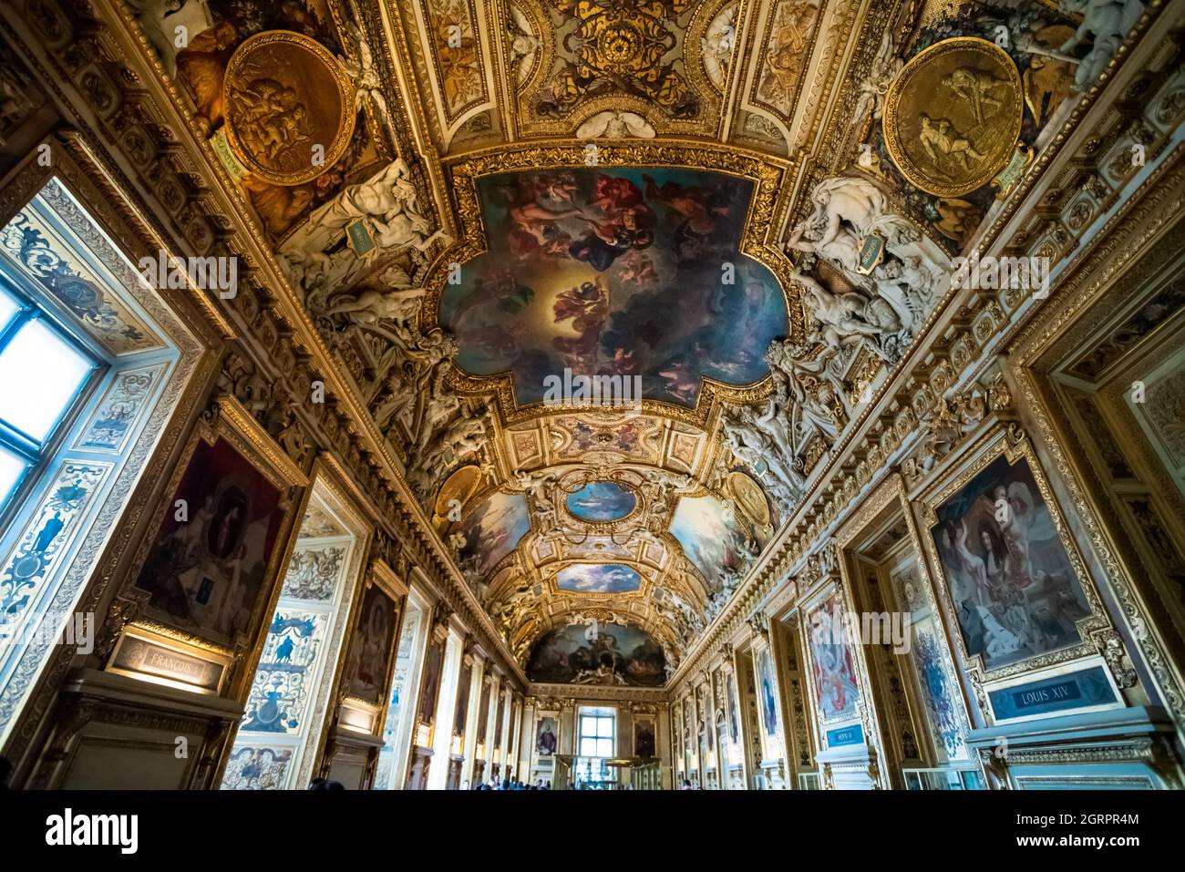 PARIS, FRANCE - February 15, 2018: Interior of the Louvre, the world's ...