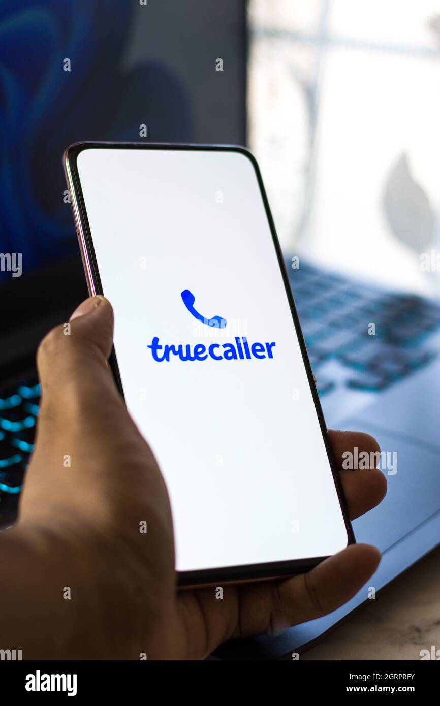 West Bangal, India - September 28, 2021 : Truecaller logo on phone ...