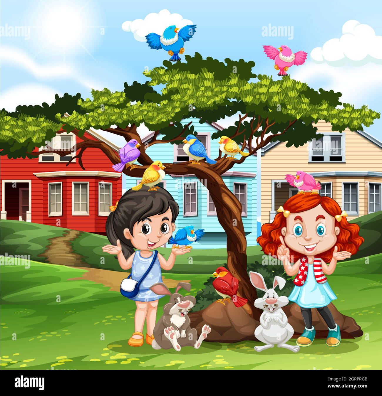 Children playing with animals hi-res stock photography and images - Alamy