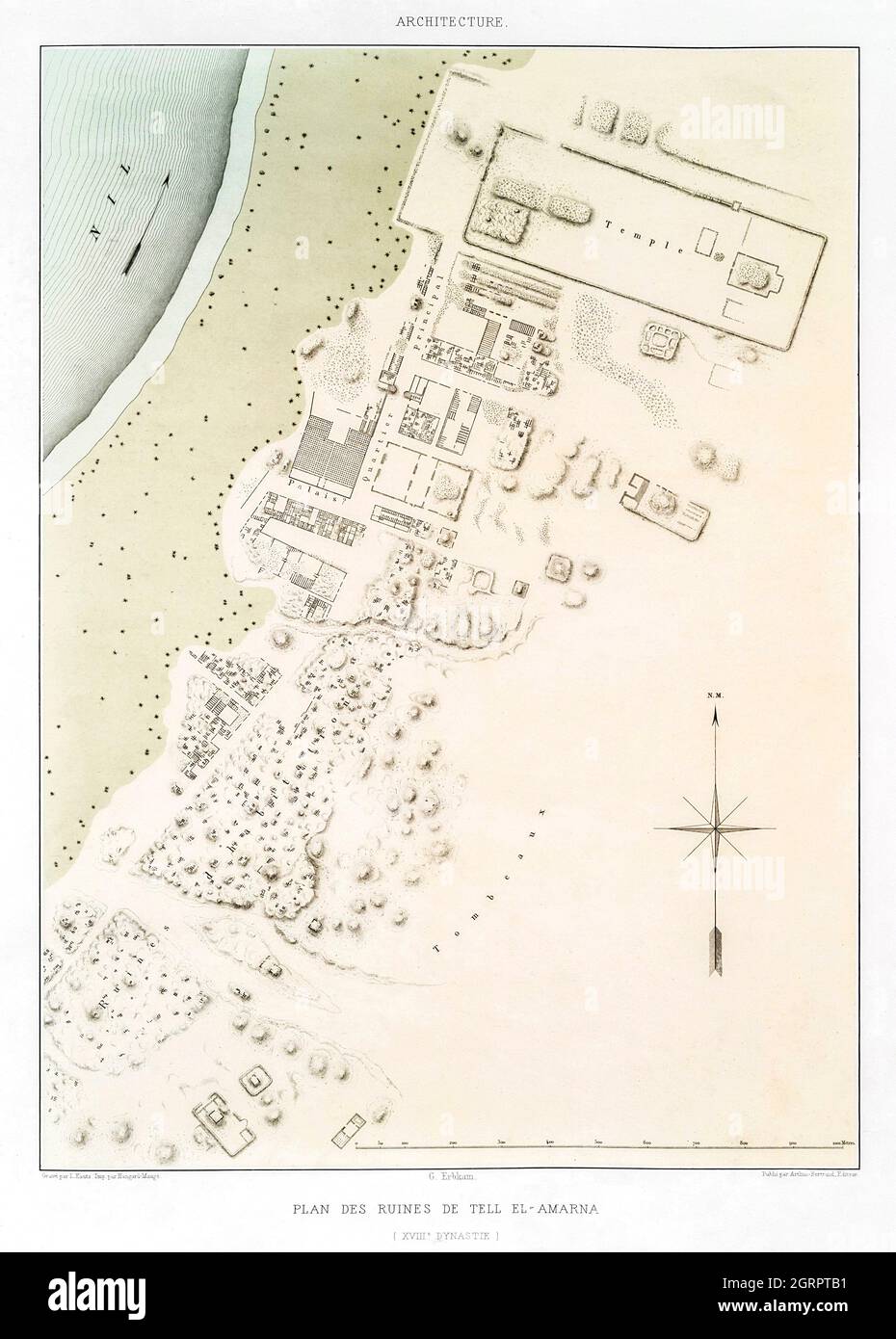 Plan of the ruins of Tell el-Amarna from Histoire de l'art égyptien ...