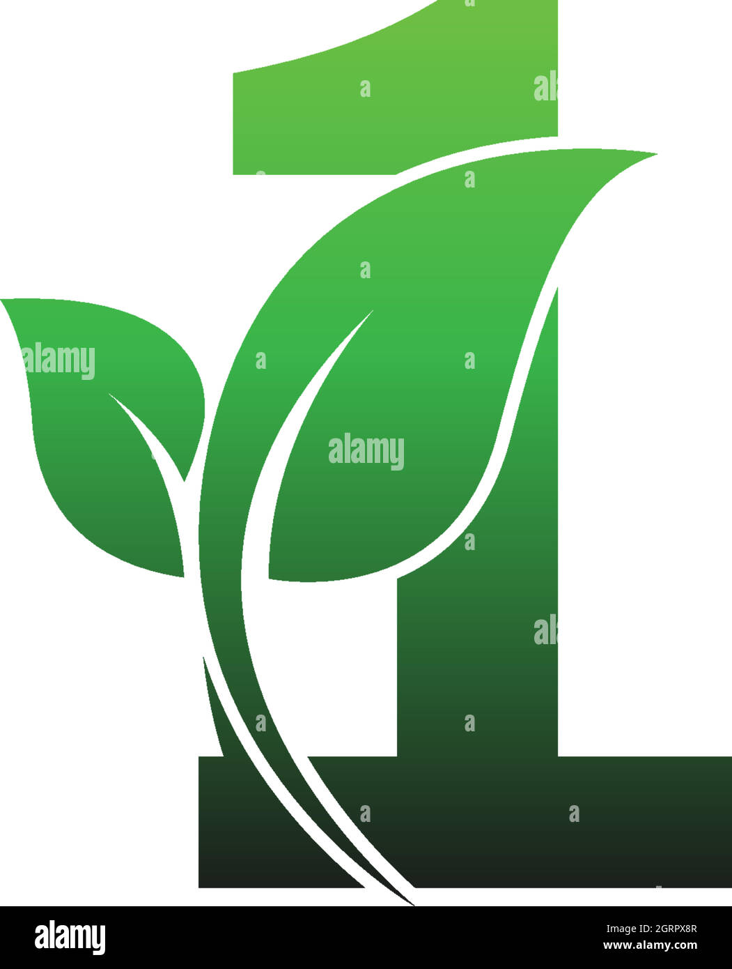 Number 1 with green leafs icon logo design template illustration Stock ...