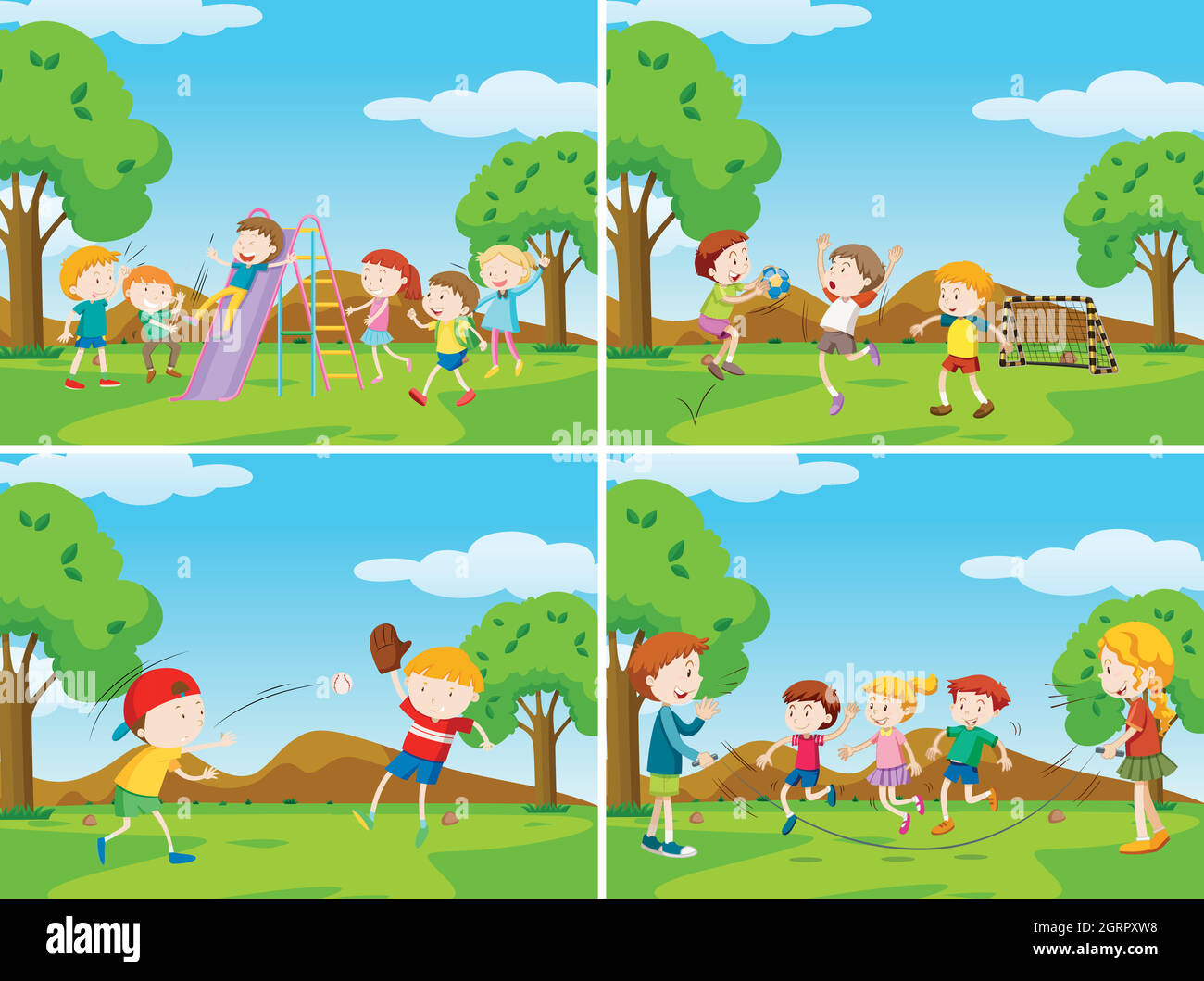 Playground scenes with kids playing sports Stock Vector Image & Art - Alamy