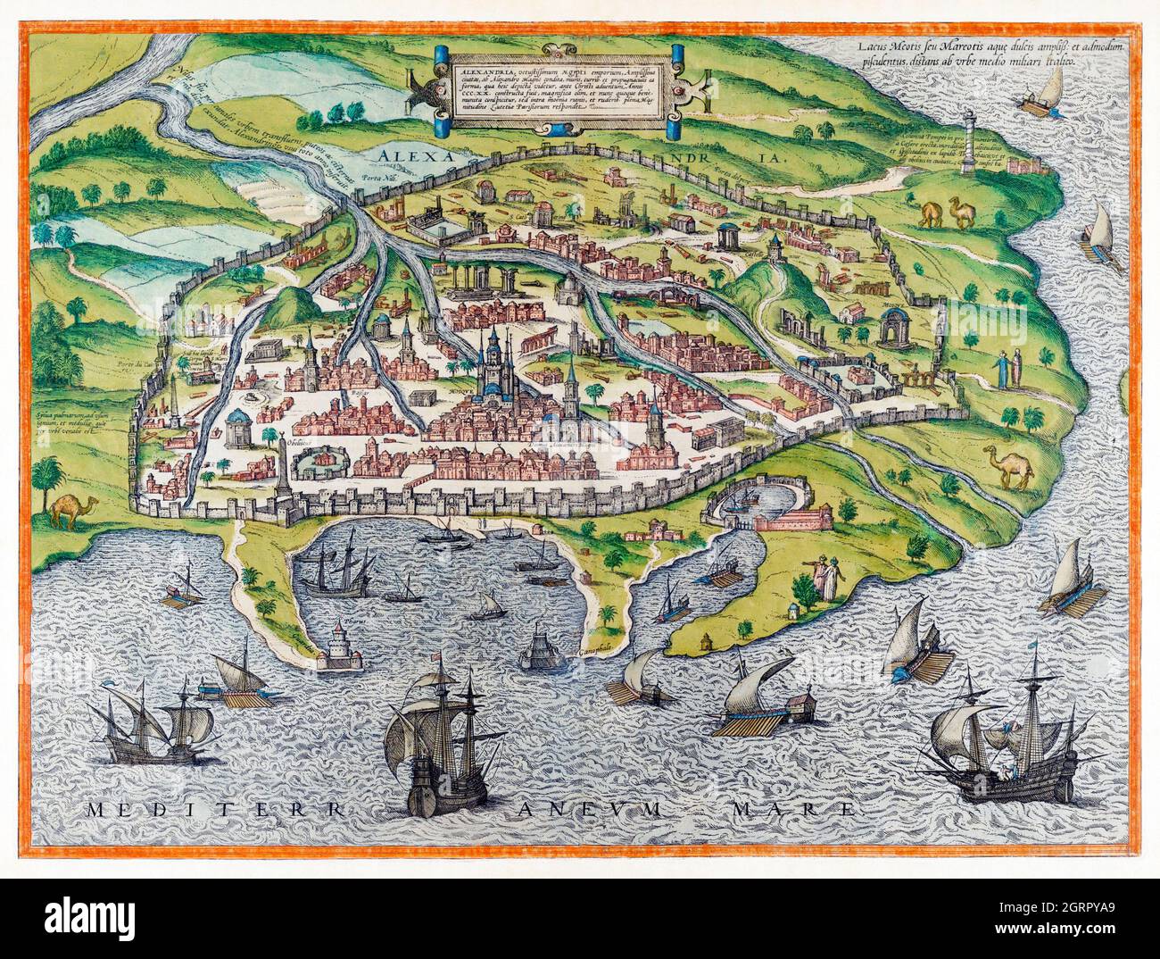 Map of Alexandria (1575) by Georg Braun Stock Photo - Alamy