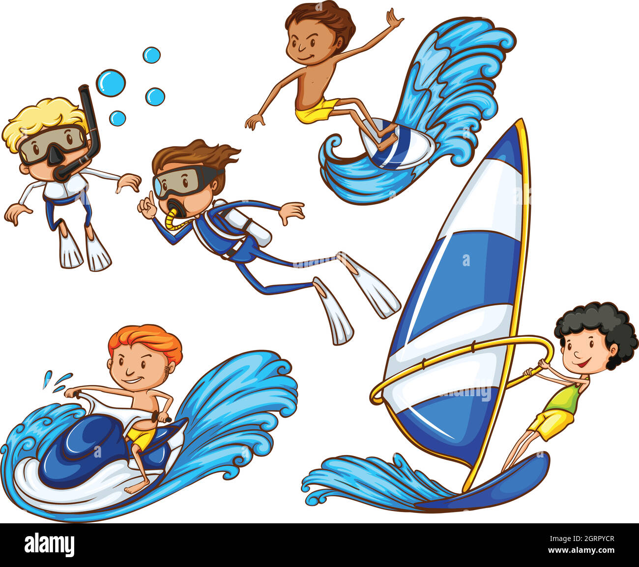 Kids enjoying the different watersports Stock Vector Image & Art - Alamy