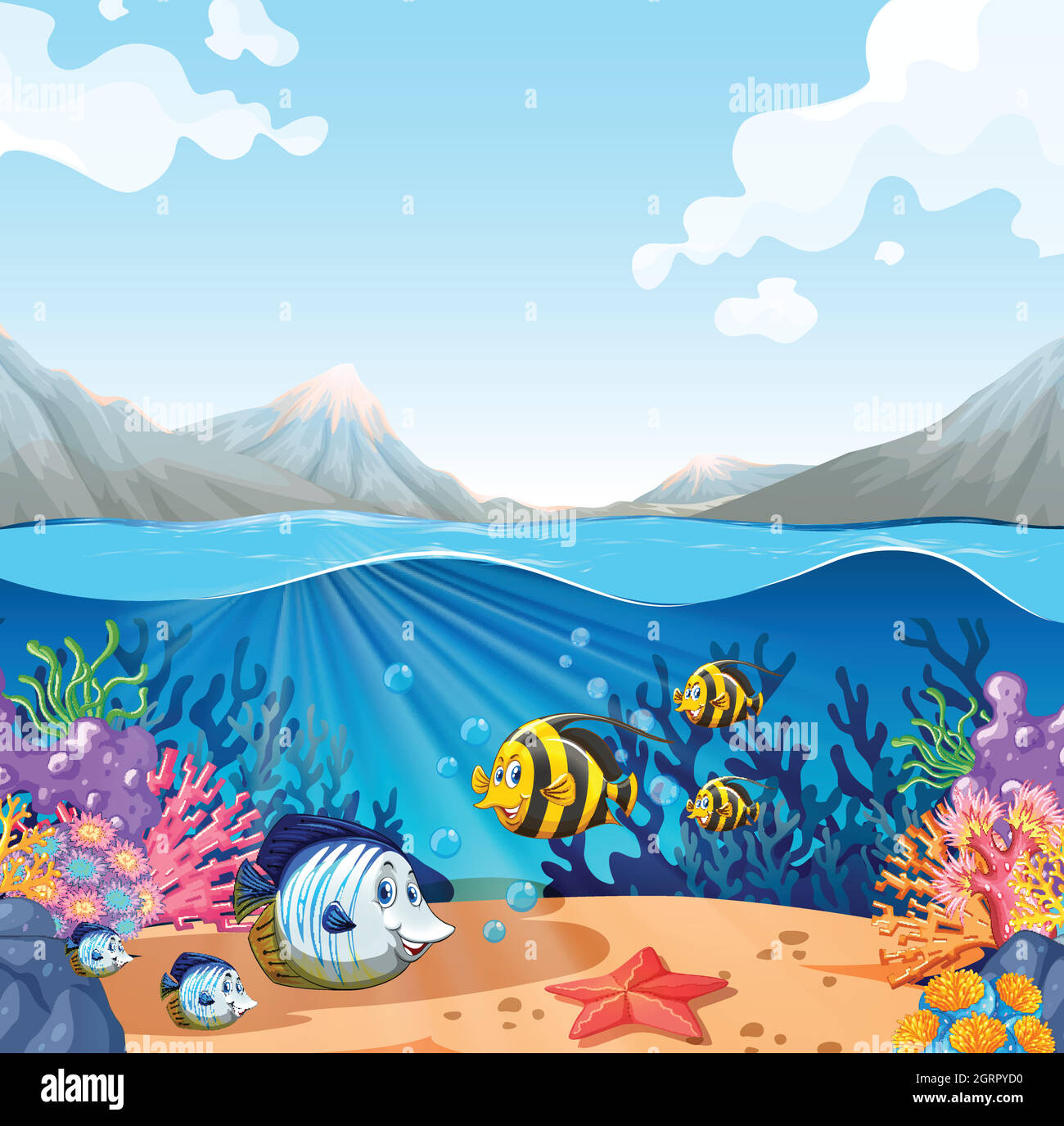 Beautiful Underwater Scenery Drawing