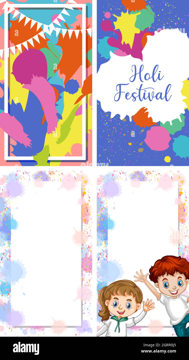 Four background design with happy holi festival theme Stock Vector ...