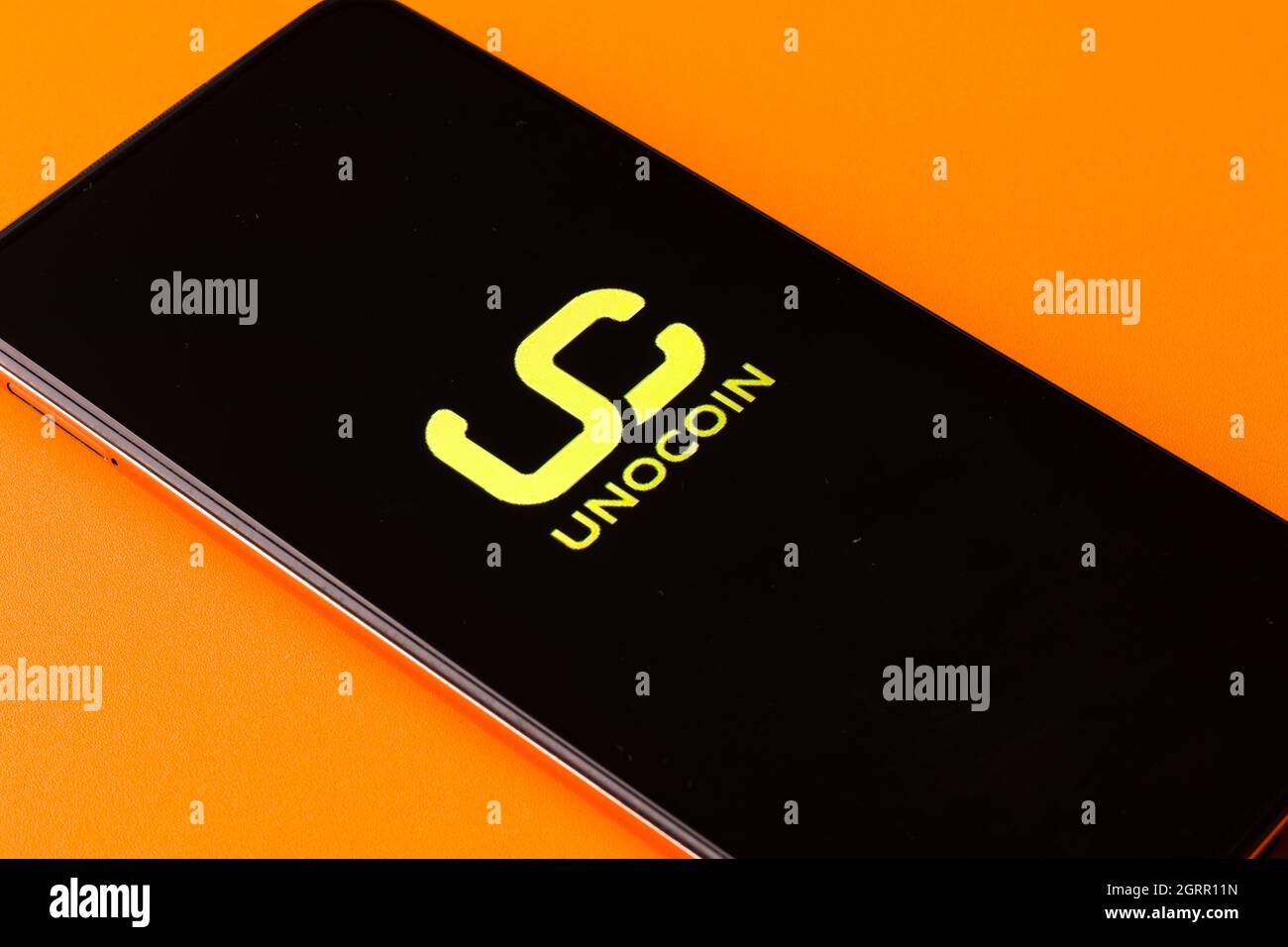 West Bangal, India - September 28, 2021 : Unocoin logo on phone screen ...