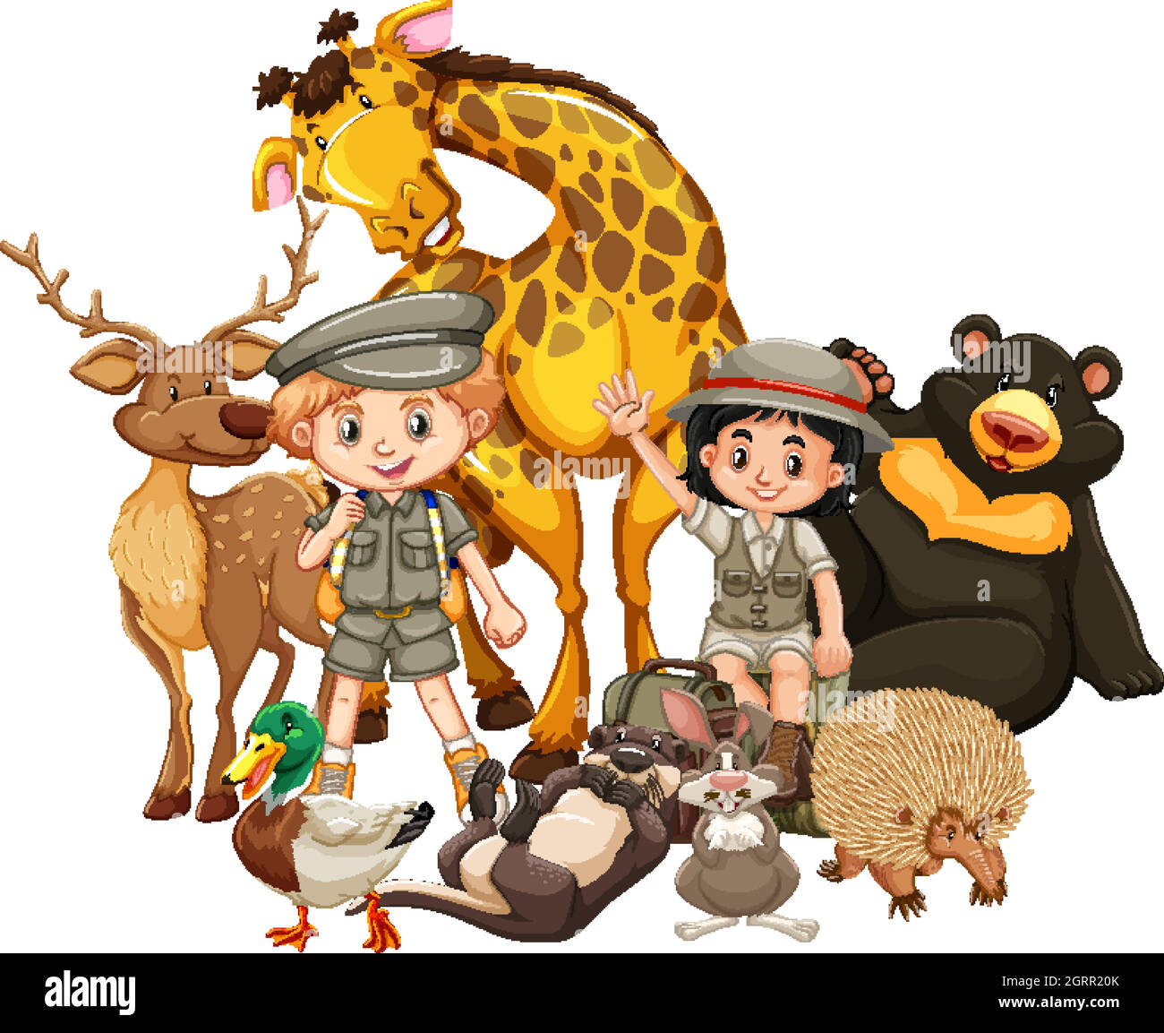 Children with animals on isolated background Stock Vector Image & Art ...