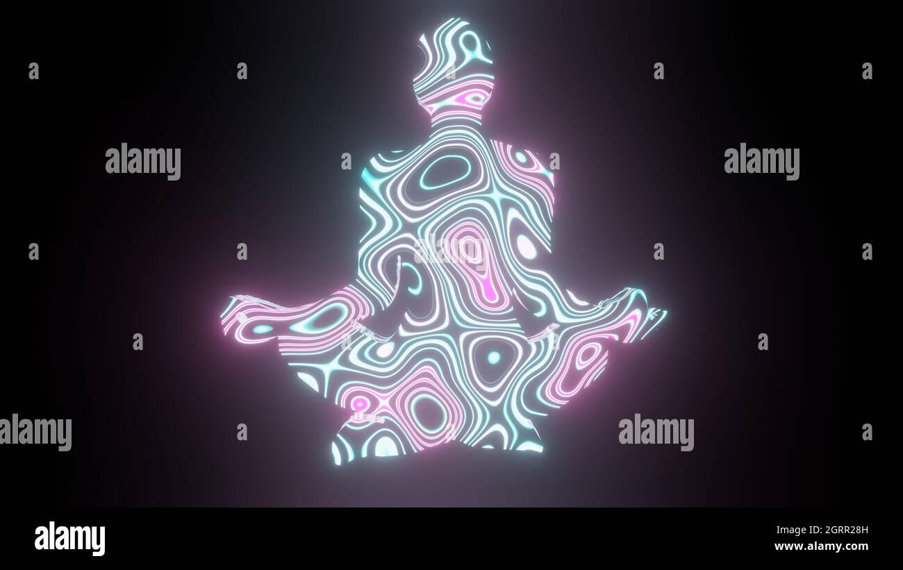 Graphic illustration of a shape of a meditating human body isolated on ...