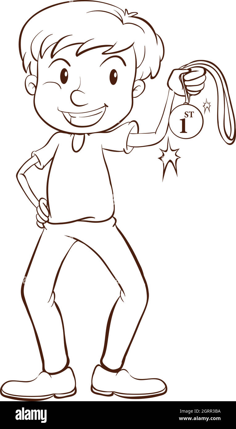 A plain sketch of a winner holding a medal Stock Vector Image & Art - Alamy