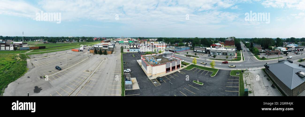 An aerial panorama view of St Thomas, Ontario, Canada downtown Stock ...