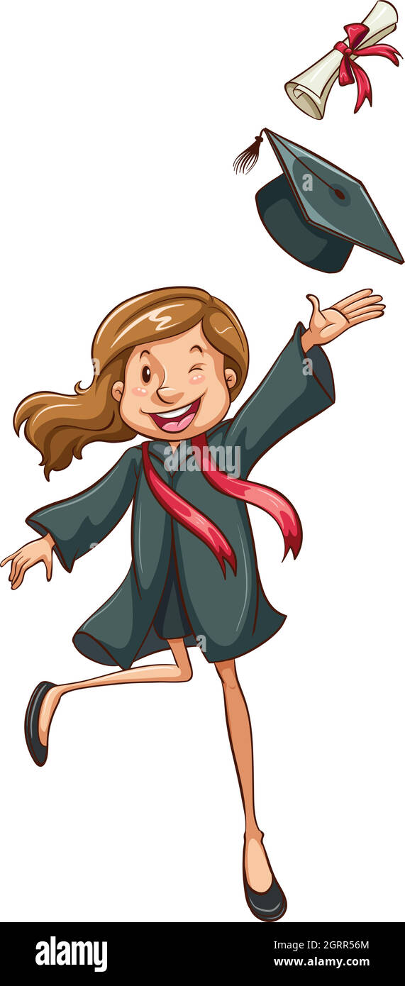 A simple drawing of a happy girl graduating Stock Vector Image & Art ...
