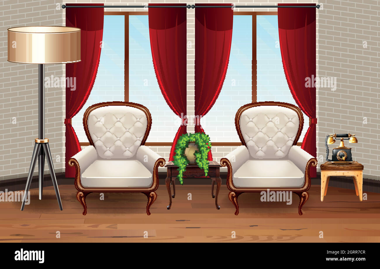Scene with two armchairs in the room Stock Vector Image & Art - Alamy