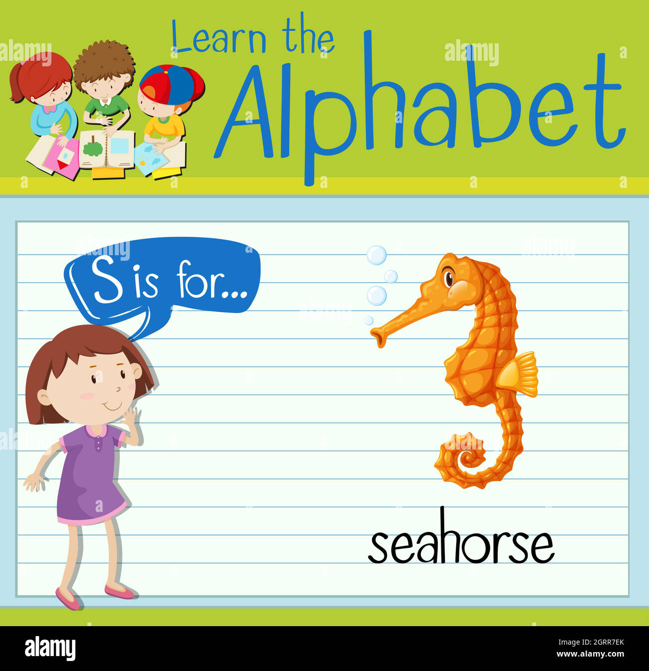 Flashcard letter S is for seahorse Stock Vector Image & Art - Alamy