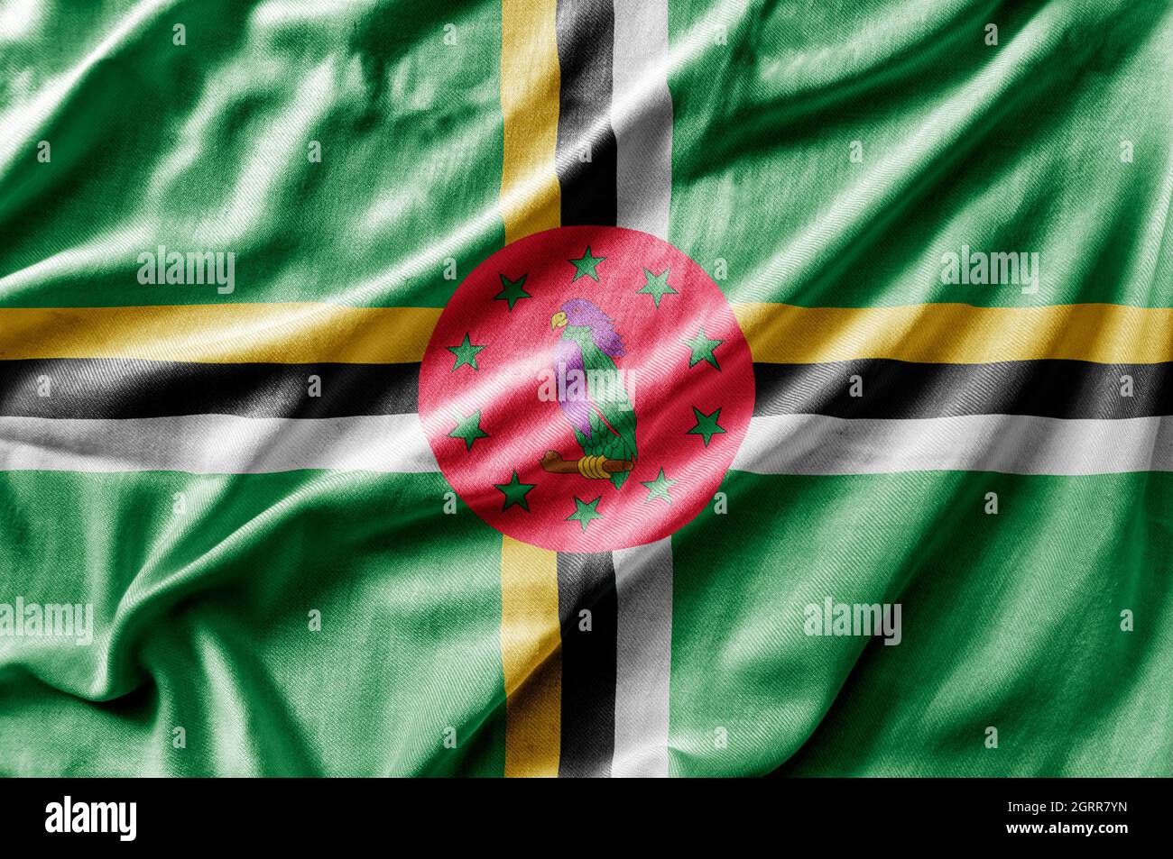 Waving detailed national country flag of Dominica Stock Photo - Alamy