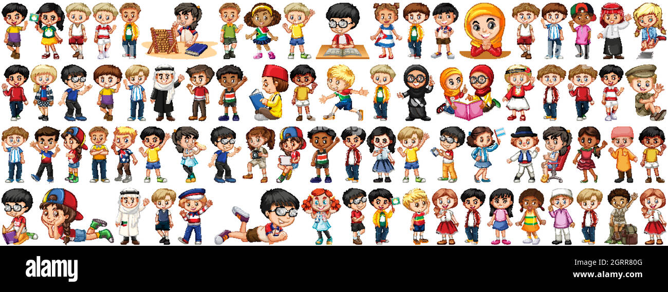 Children with different nationalities on white background Stock Vector ...