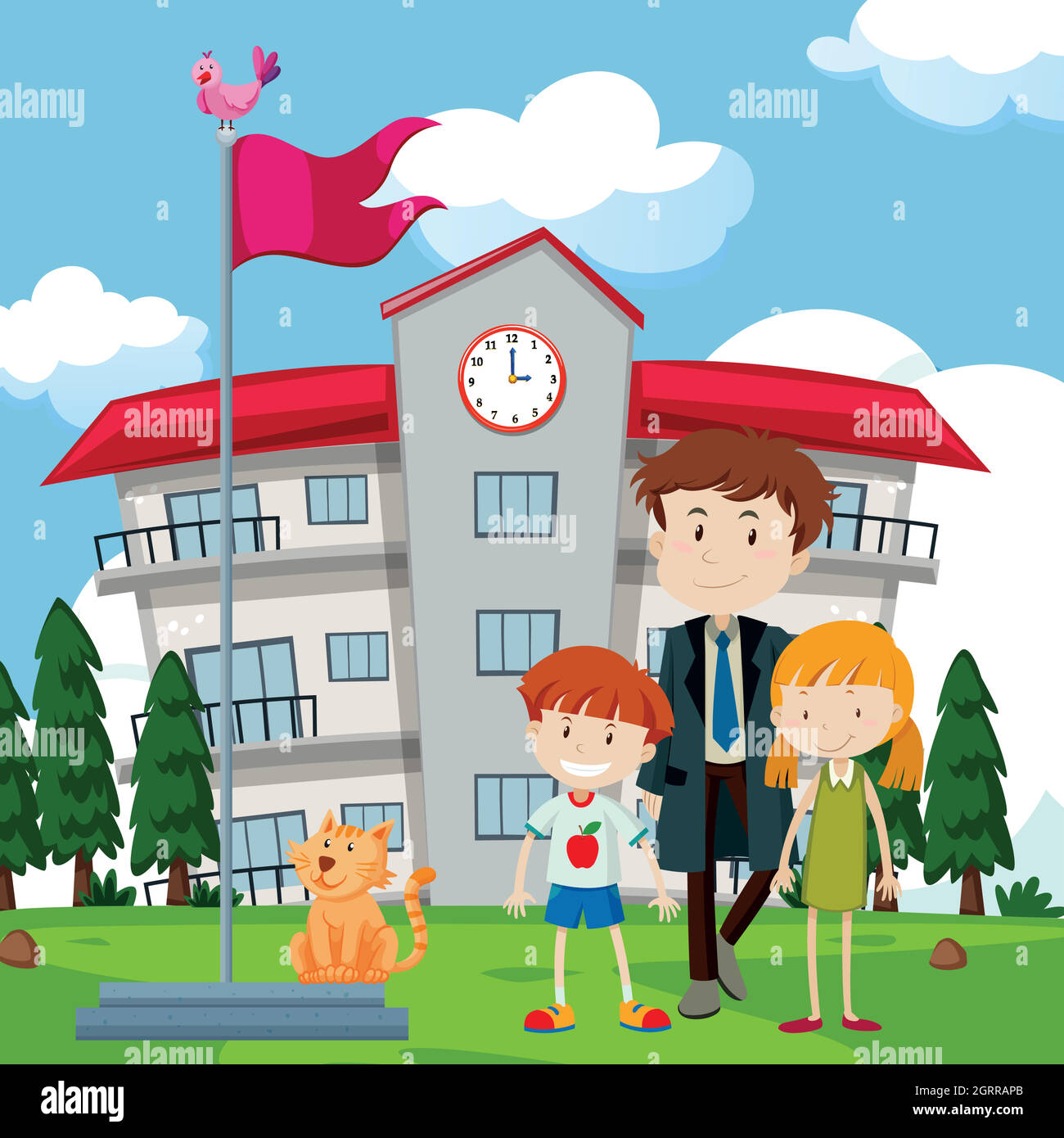 Cartoon illustration teacher students Stock Vector Images - Alamy