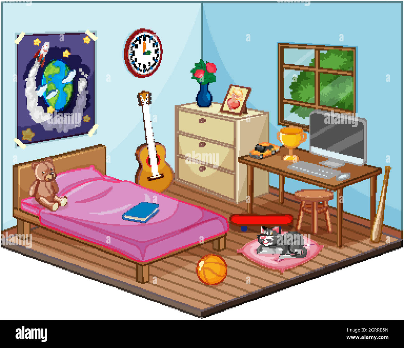 Part of bedroom of children scene in cartoon style Stock Vector Image ...