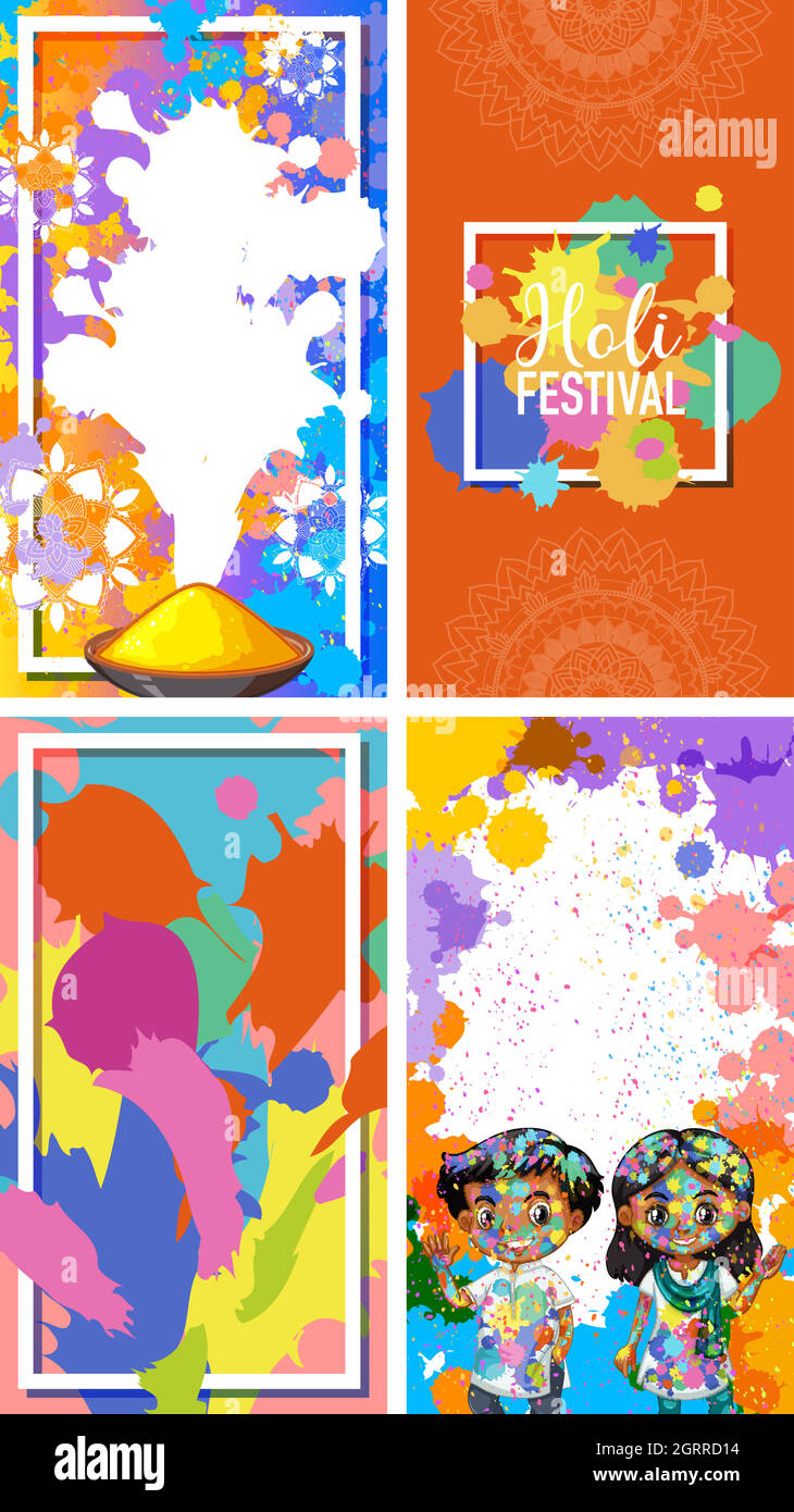 Four background design with happy holi festival theme Stock Vector ...