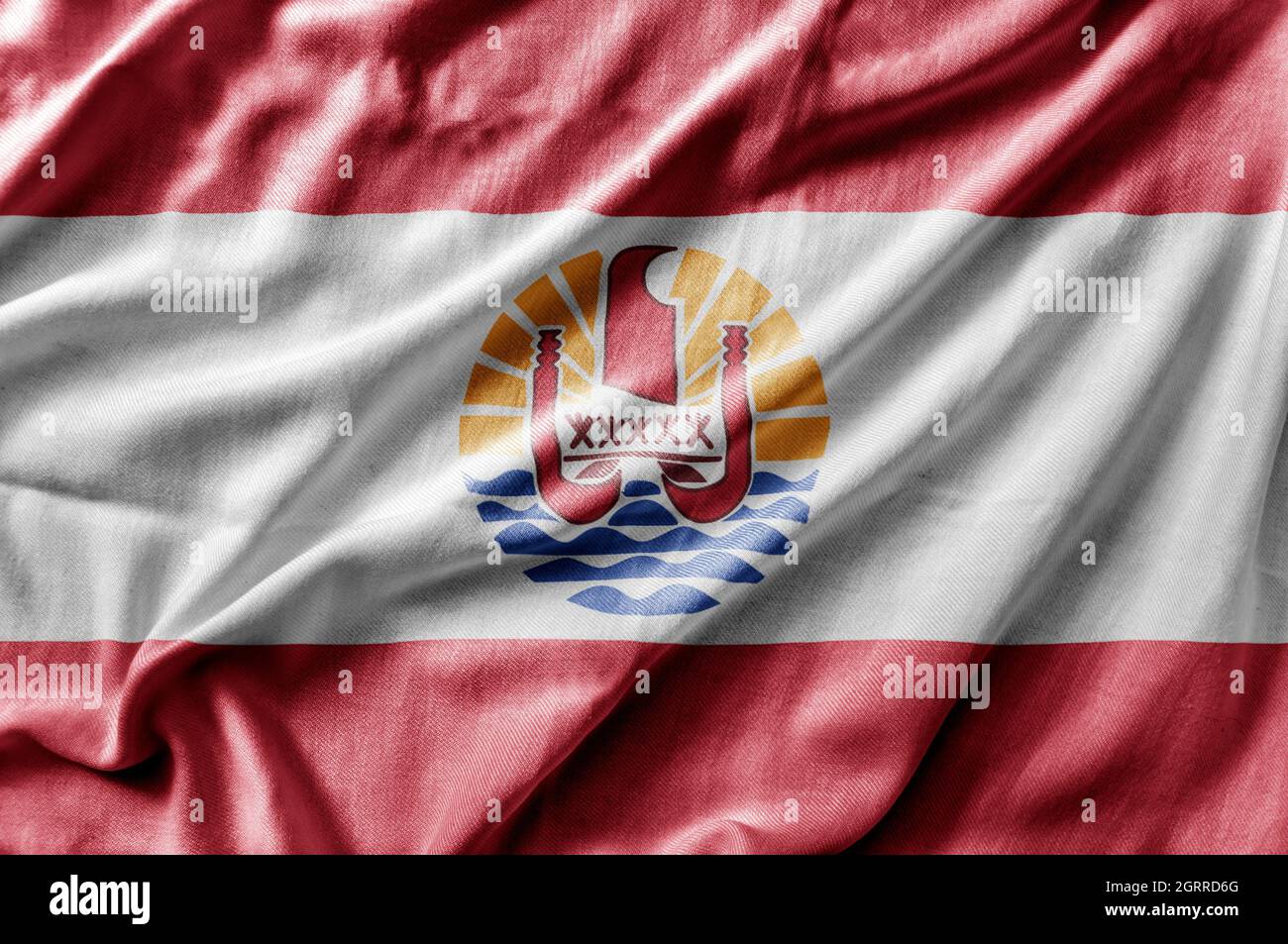 Waving detailed national country flag of French Polynesia Stock Photo ...