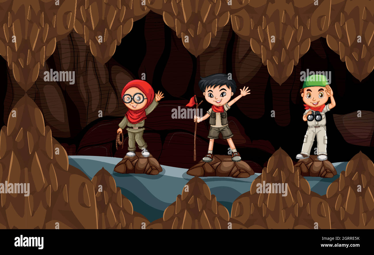 Scout exploring dark cave Stock Vector Image & Art - Alamy