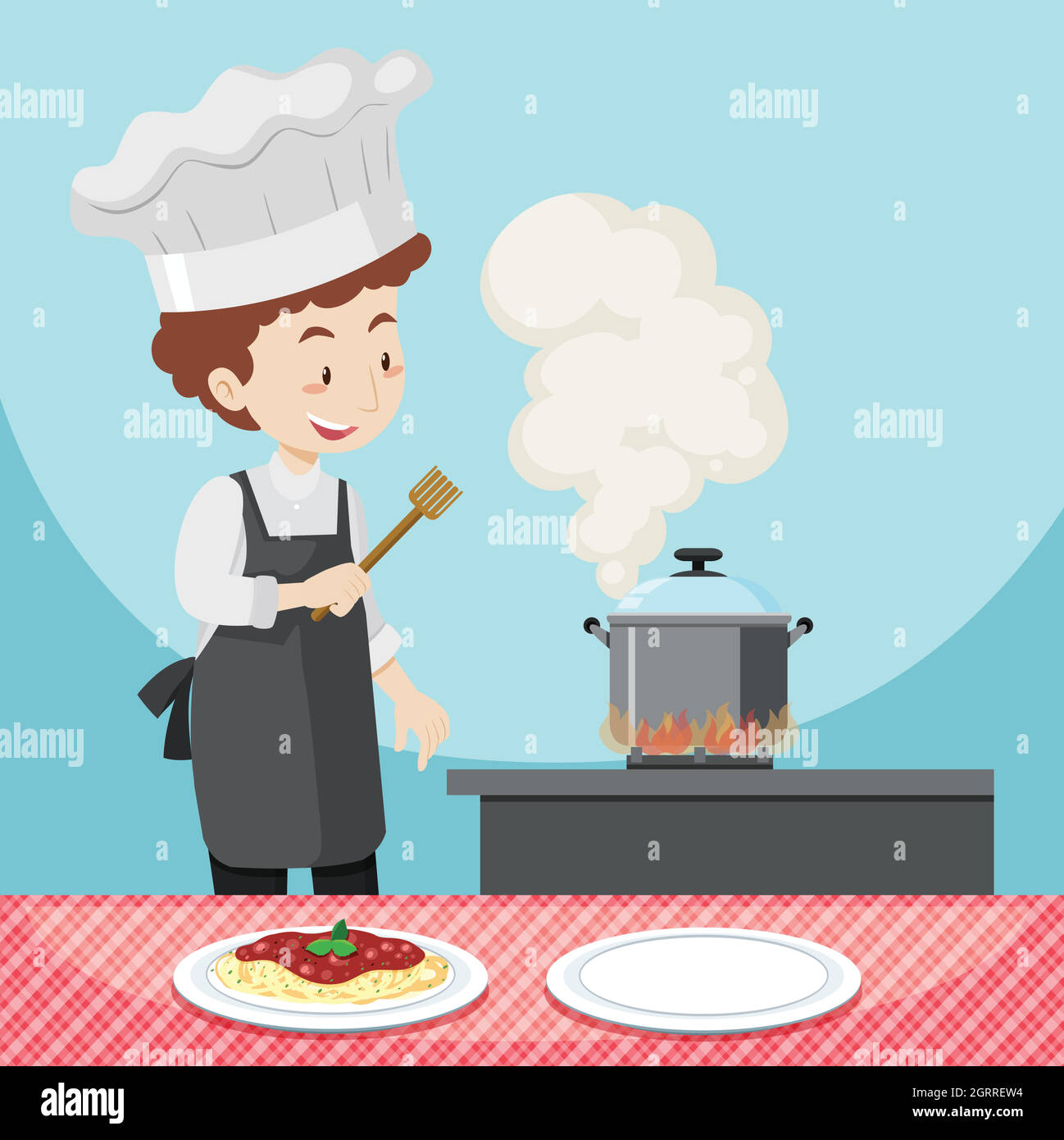 Male chef cooking pasta Stock Vector Image & Art - Alamy