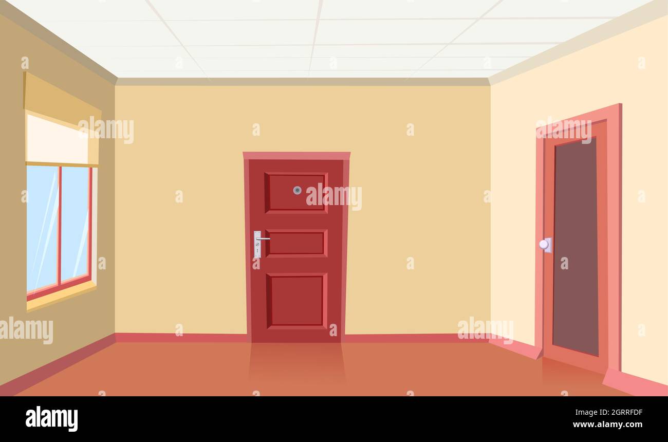 Hallway doors. Empty hallway to the home. New house. Clean room after ...