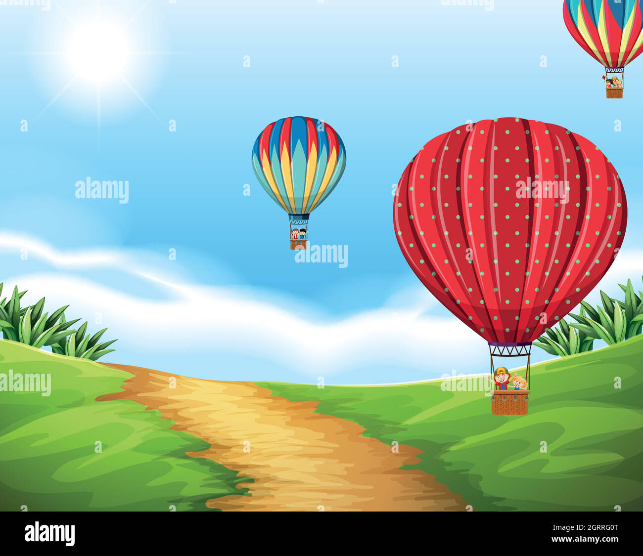 Hot air balloon in nature landscape Stock Vector Image & Art - Alamy