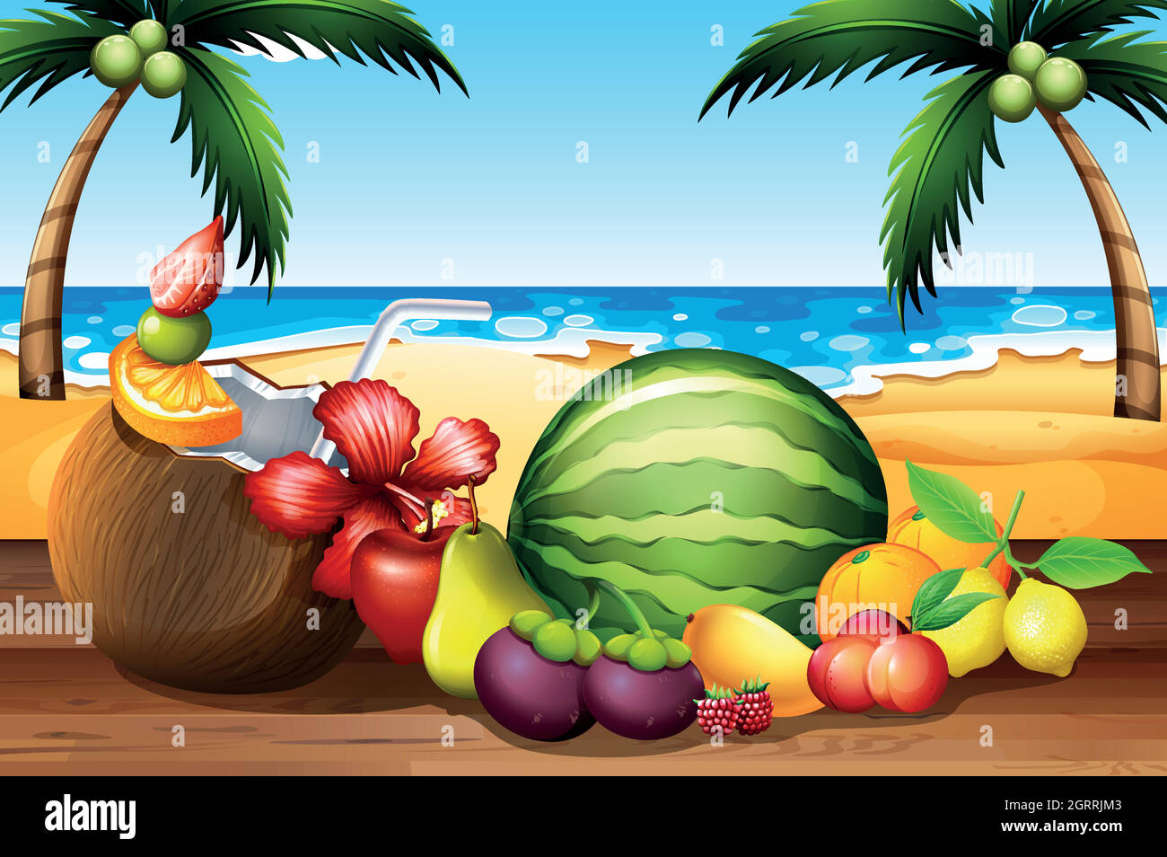 Fresh summer fruits apple Stock Vector Images - Alamy