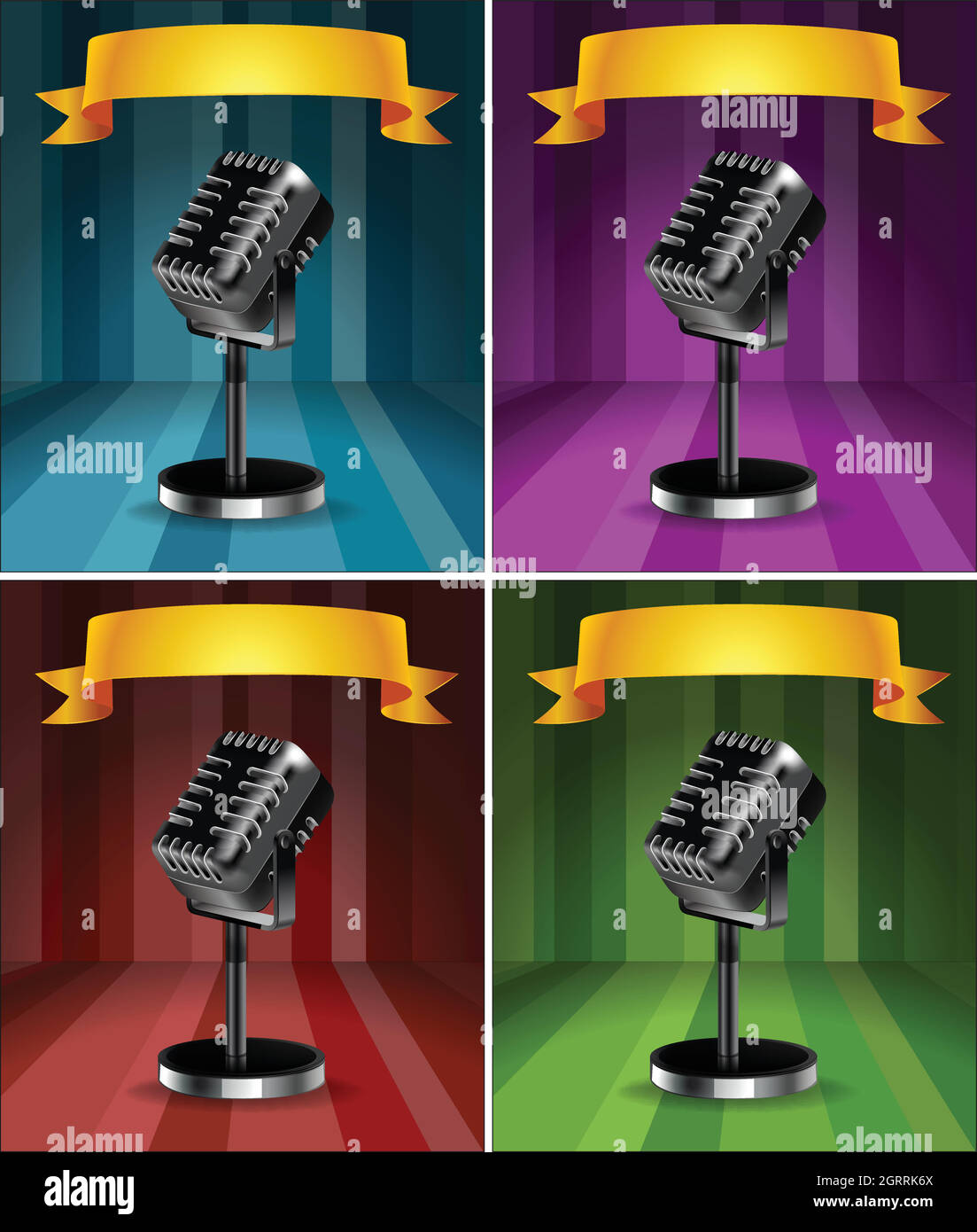 Microphones in four background colors Stock Vector Image & Art - Alamy