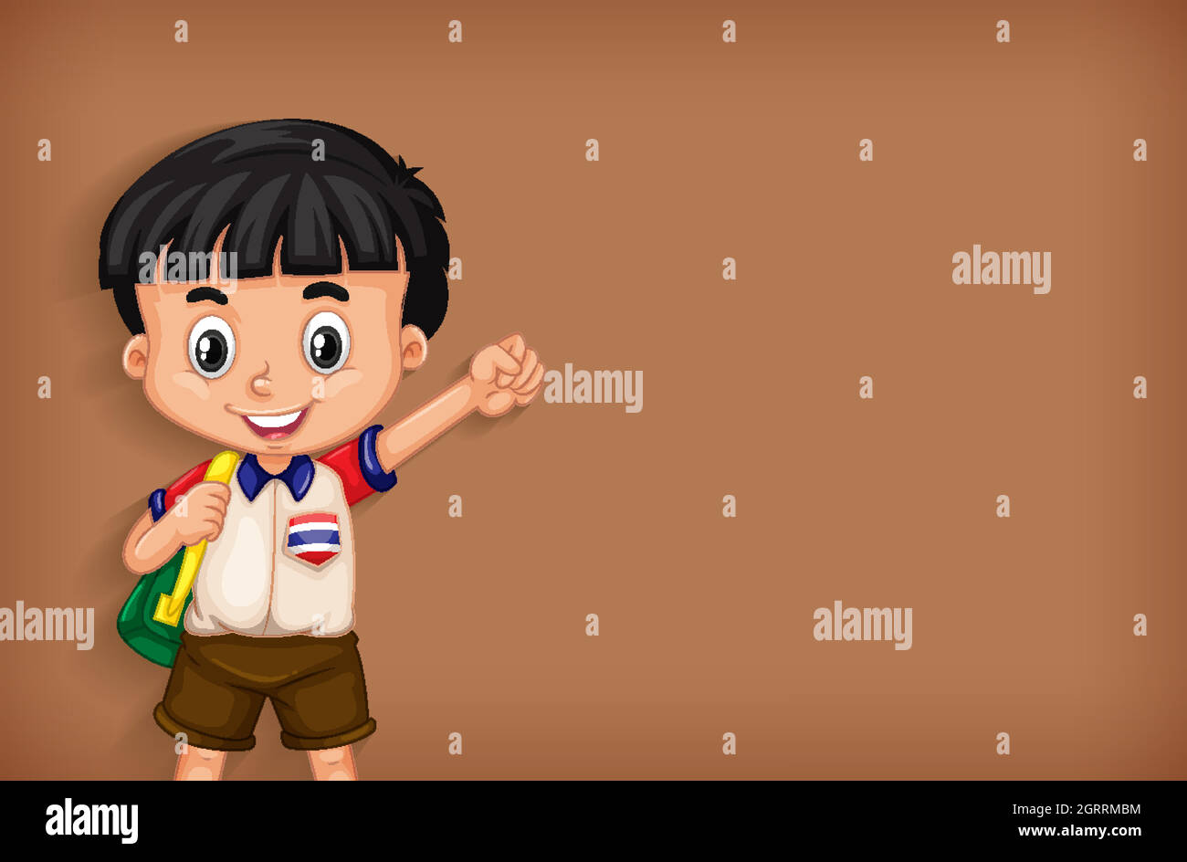 Background template design with plain color wall and happy boy Stock ...