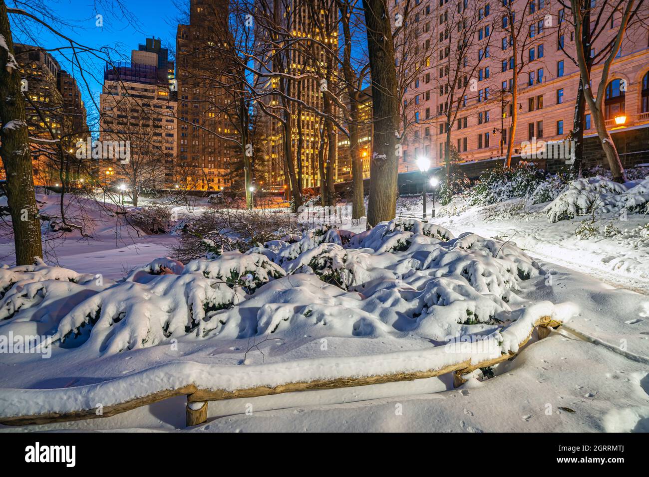 Central Park in winter after snow storm Stock Photo - Alamy