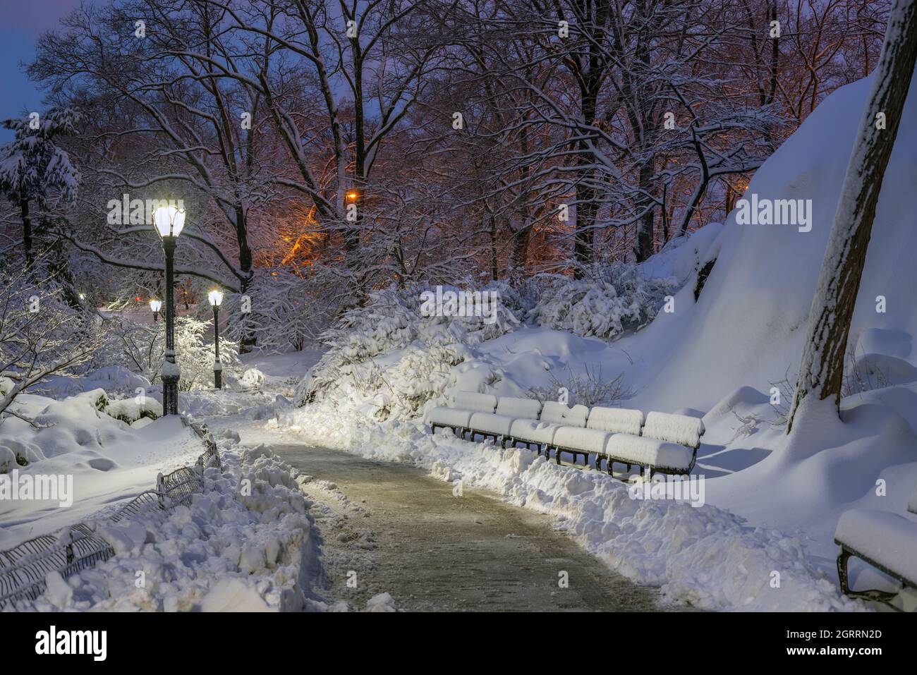 Central Park in winter after snow storm Stock Photo - Alamy
