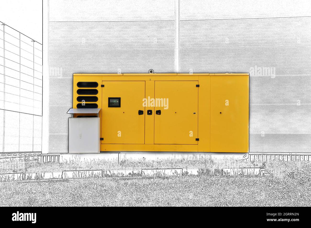 Mobile diesel generator for emergency power supply. Sketch Stock Photo ...