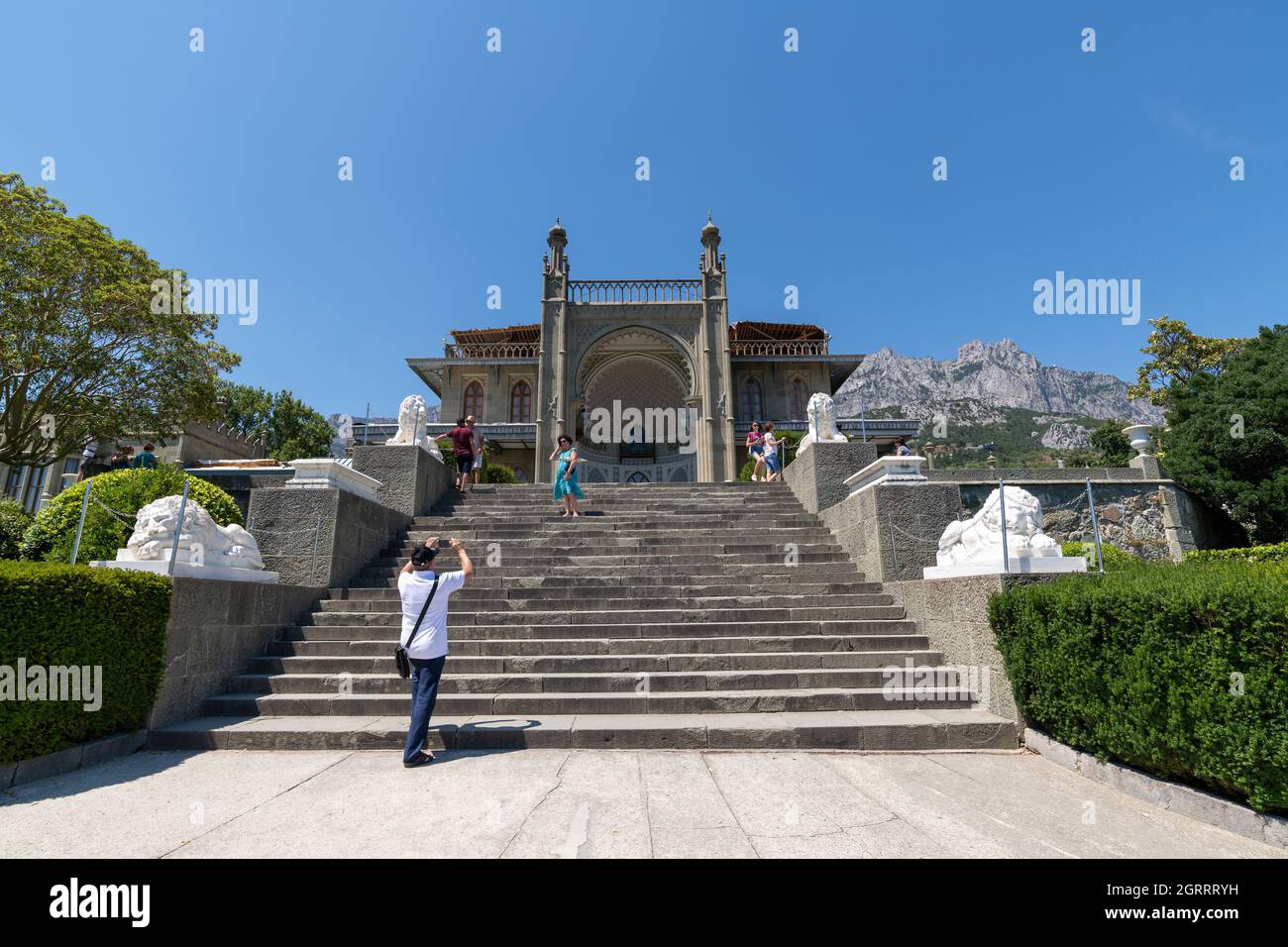 Alupka, Crimea - July 10. 2019. south facade terraces of Vorontsov ...