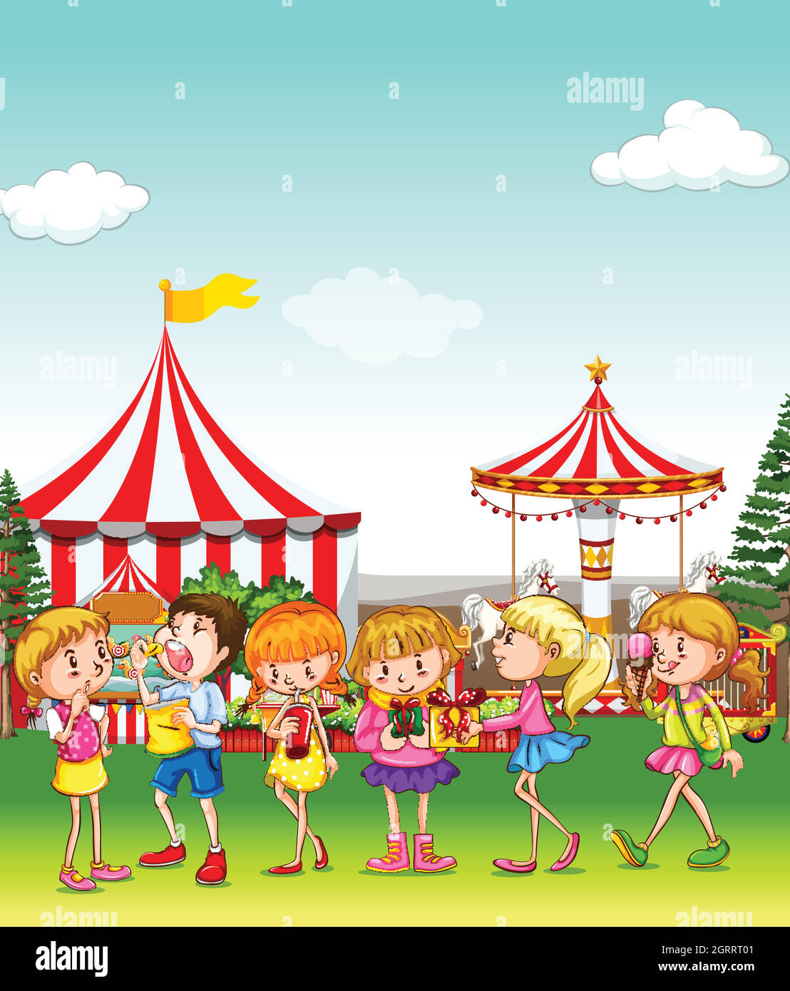 Children having fun at the amusement park Stock Vector Image & Art - Alamy