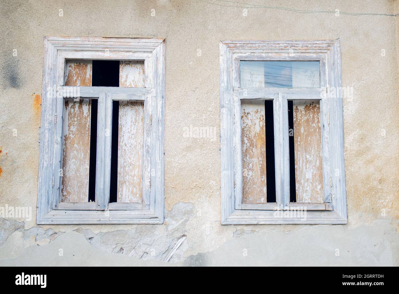 the wooden windows with shutters in georgia Stock Photo - Alamy