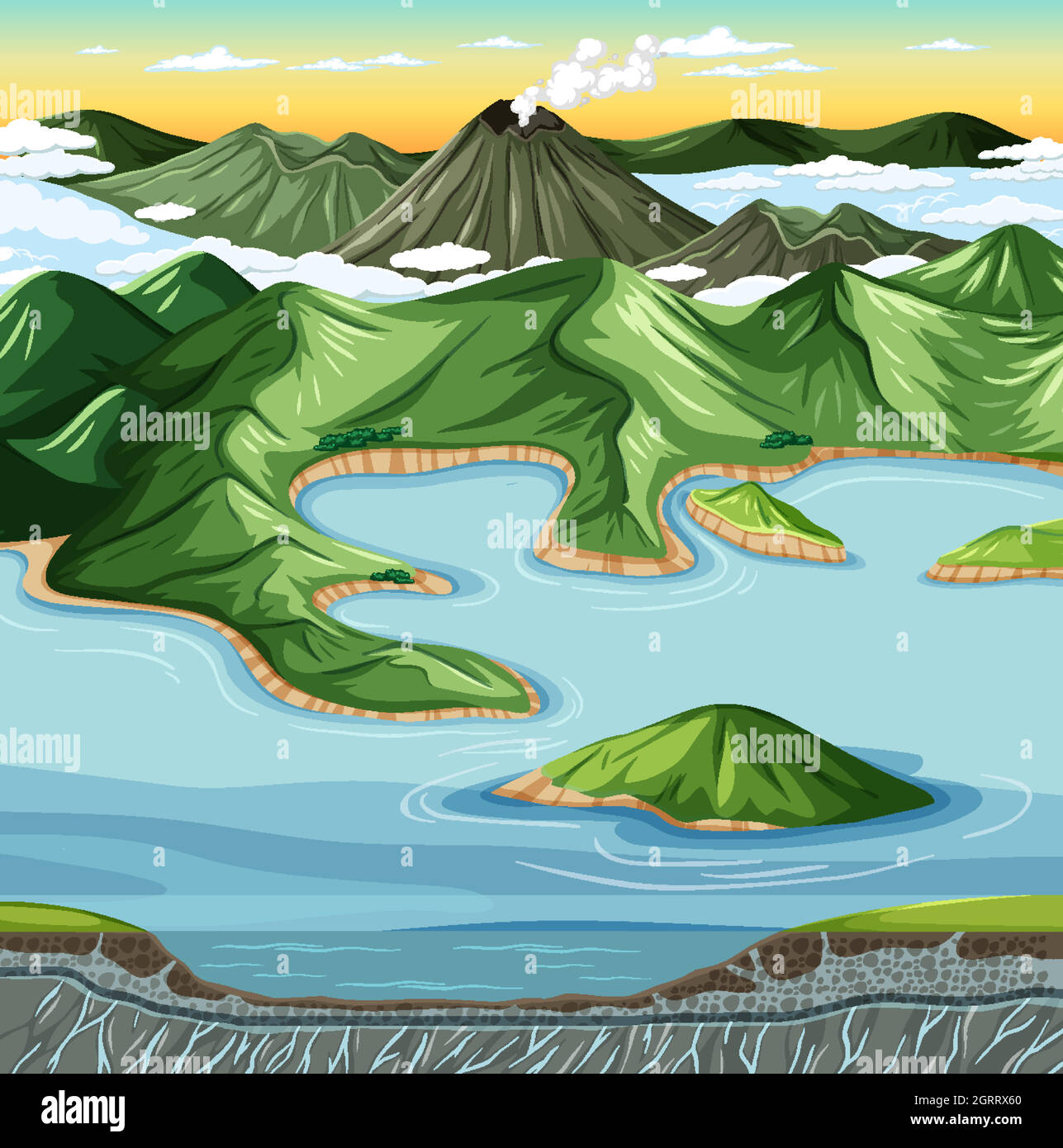 Land and water geography landscape Stock Vector Image & Art - Alamy