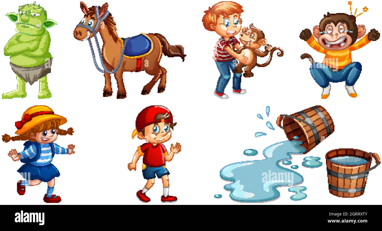 Set of different nursery rhyme character isolated on white background ...