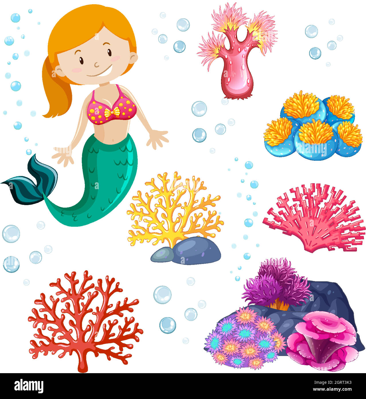 Set of cute mermaid and sea theme Stock Vector Image & Art - Alamy