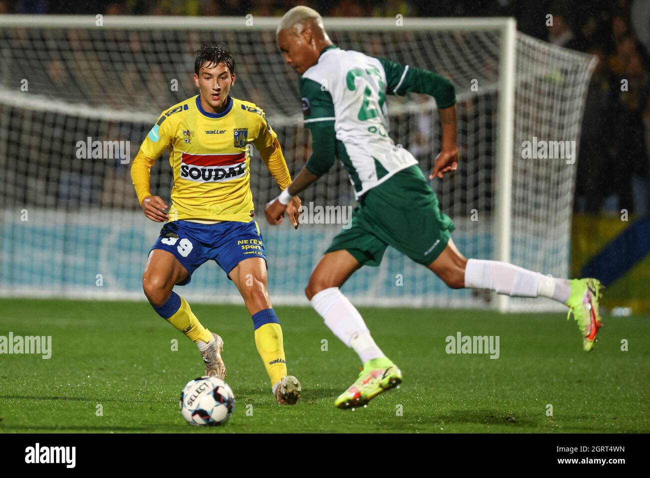 Westerlo's Thomas Van Den Keybus and Lommel's Caio Roque pictured ...