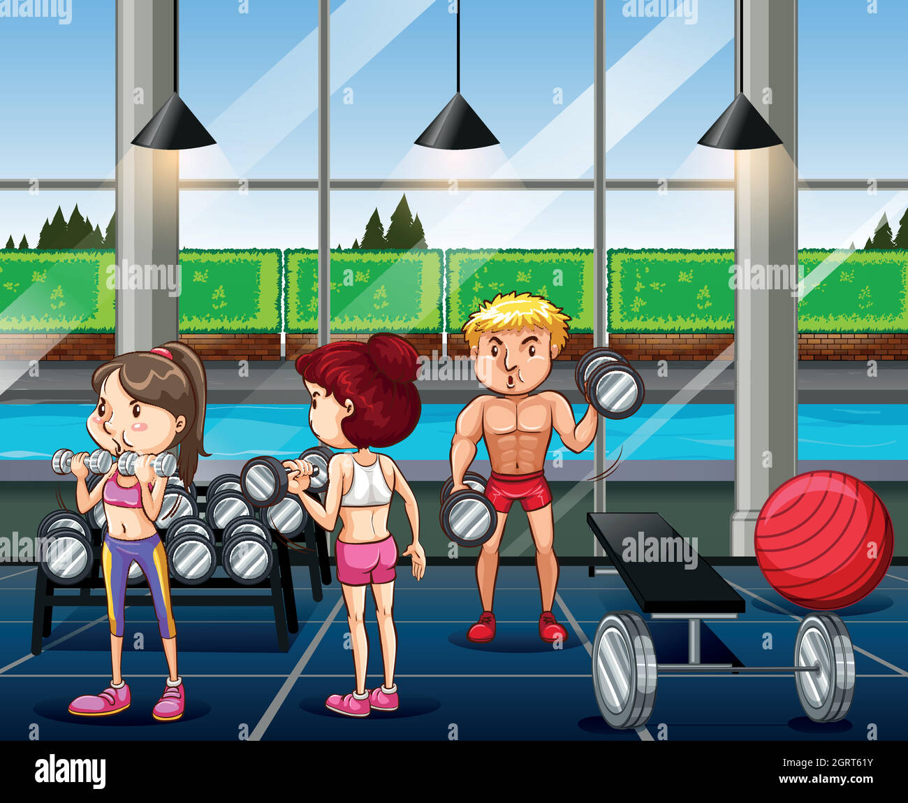 People working out in the gym Stock Vector Image & Art - Alamy