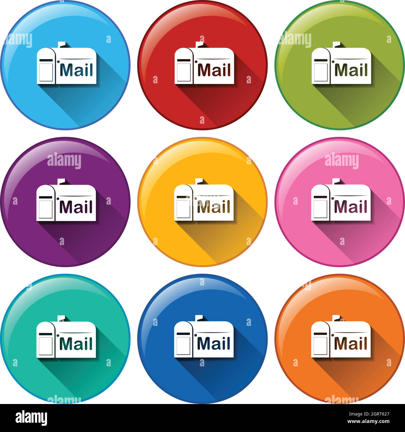 Rounded icons with mailbox Stock Vector Image & Art - Alamy