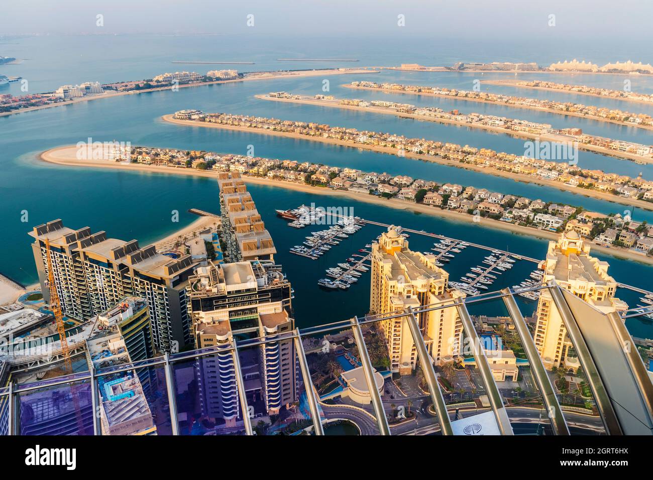 Dubai, UAE - 09.24.2021 Partial view of man made island, Palm Jumeirah ...