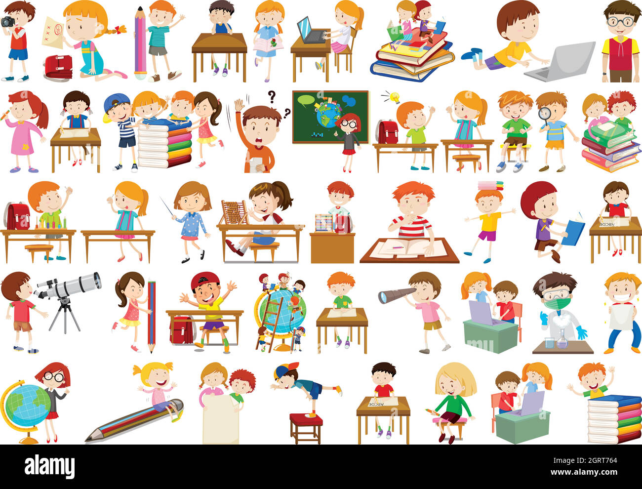 Boys, girls, children in educational fun activty theme Stock Vector ...